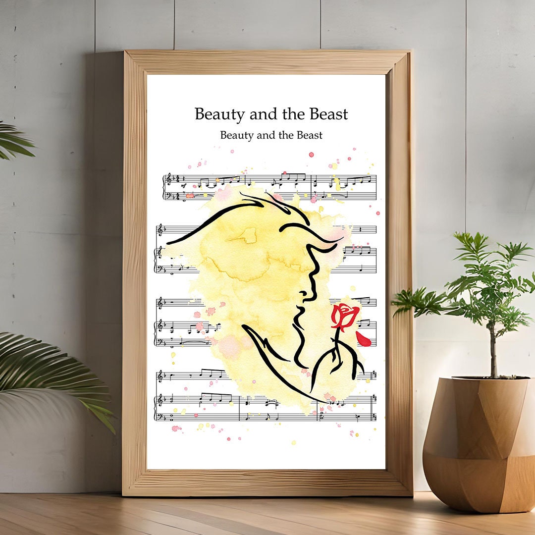 Beauty and the Beast |sheet Music Poster Print | INSTANT DIGITAL ...