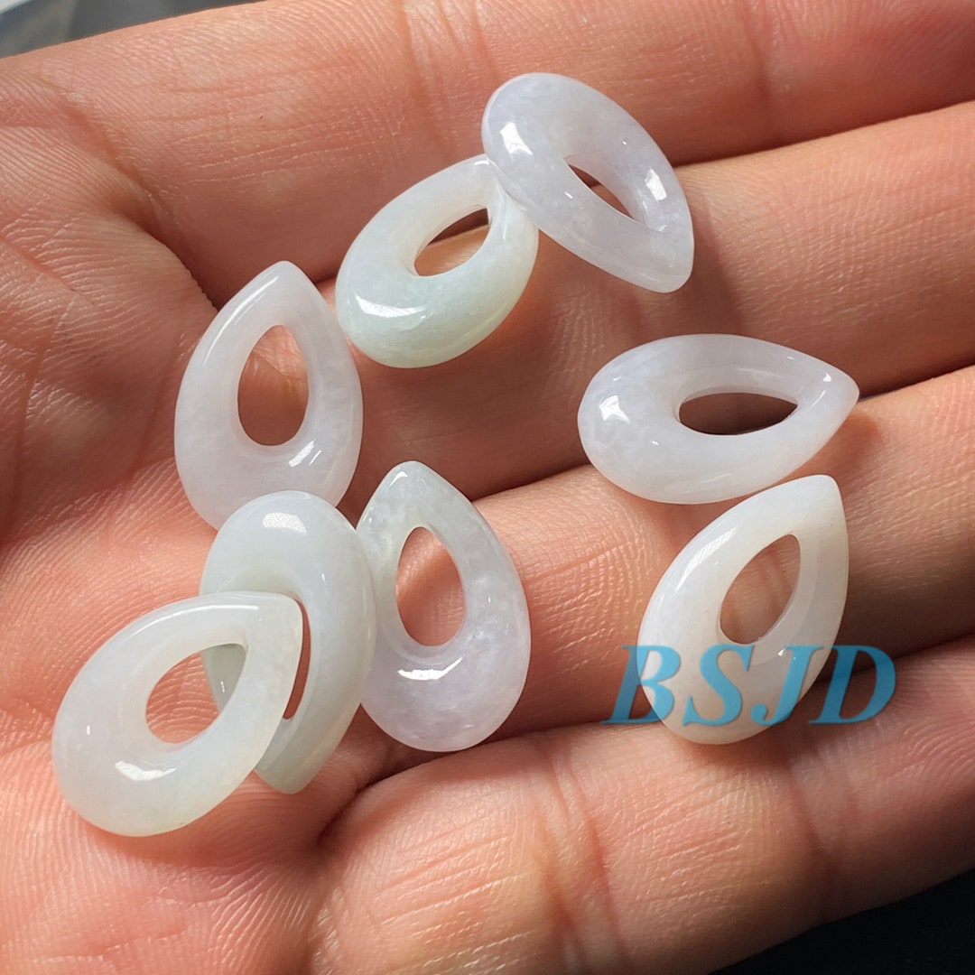 Grade A Jade Water Drop Beads Inlay Jewelry Natural Burma Jadeite Hand ...