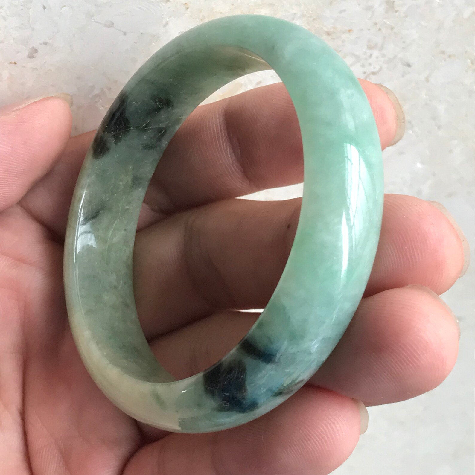 55.3mm Grade A Jade Natural Green Round Bangle Myanmar Jadeite | Etsy
