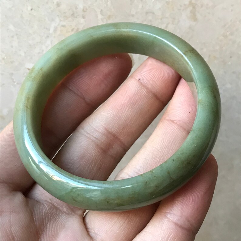 55mm Natural Green Grade A Jade Round Bangle Myanmar Jadeite - Etsy