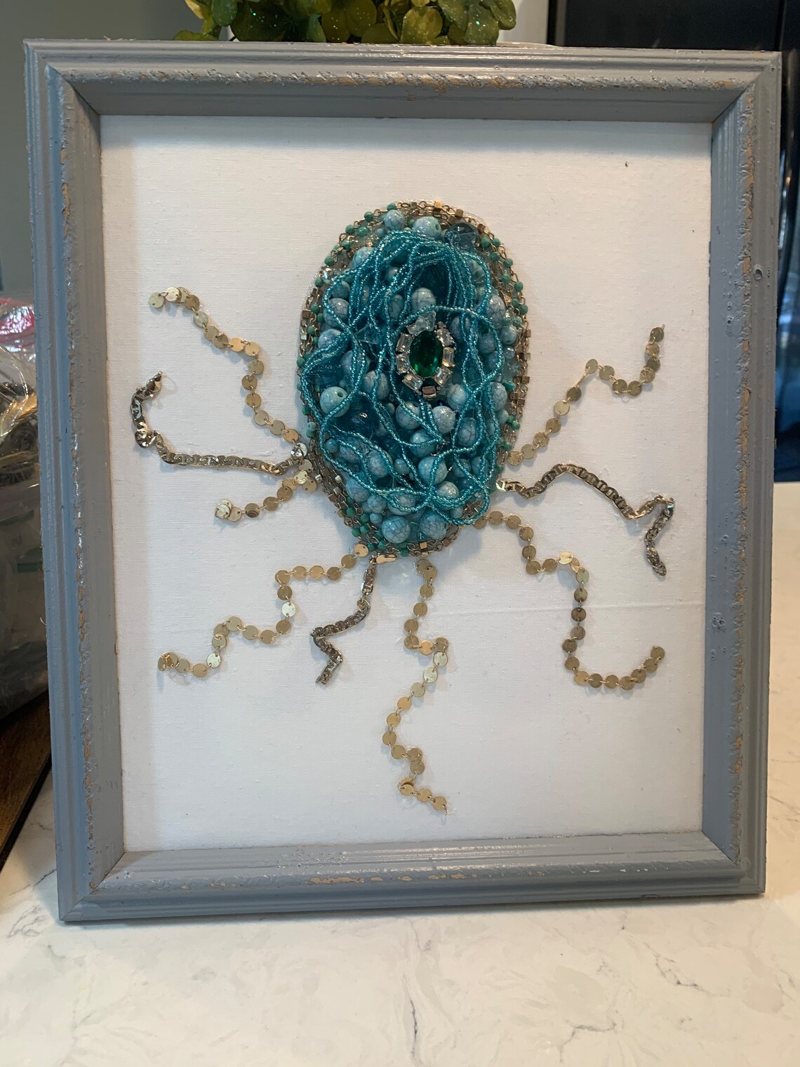 Framed Vintage Jewelry Art Octopus! - Etsy