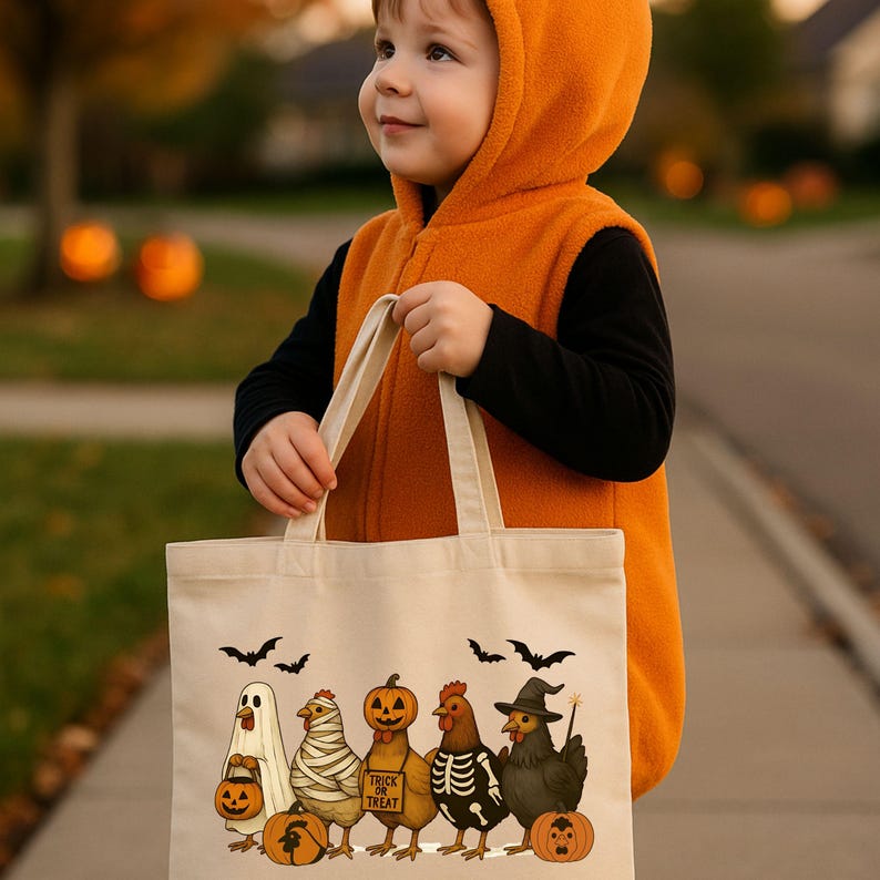 Chicken Halloween Trick-or-treat Bag Funny Chicken Halloween Tote Bag ...