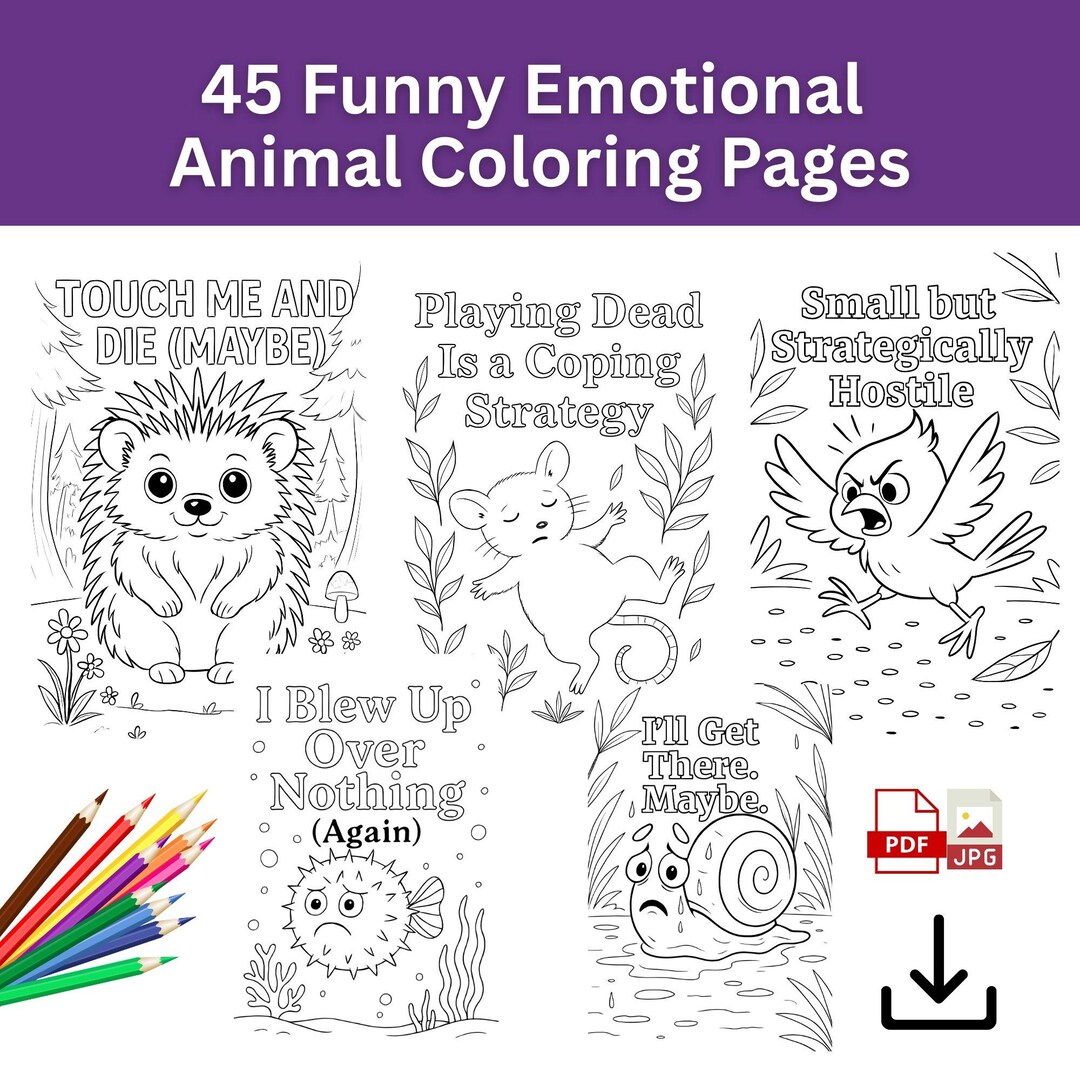 Funny Emotional Animal Coloring Pages – 45 Hilarious Printable Coloring ...