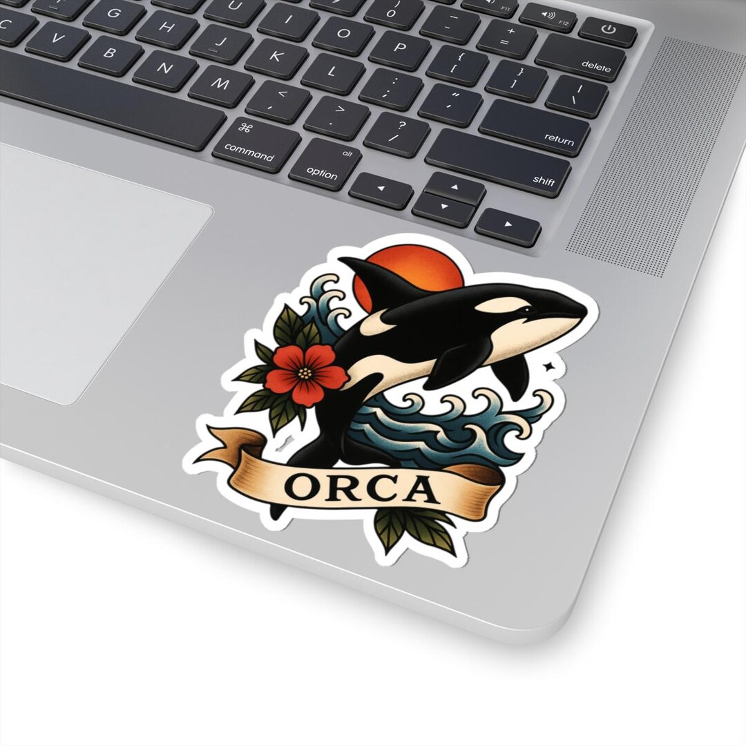 Orca Sticker, Orca Tattoo Decal, Traditional Flash Orca Sticker, Vintage Tattoo, Old School ...