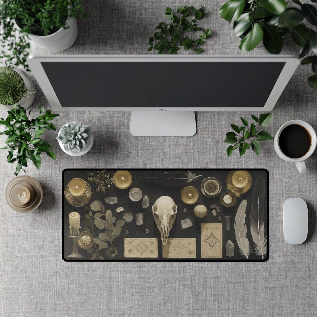 Mystical Altar Desk Mat, Candles & Tarot, Occult Gothic Mouse Pad, Dark ...