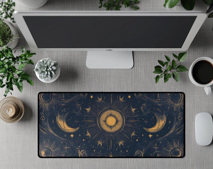 Celestial Sun and Moon Desk Mat Tapestry Style Desk Mat Mythical ...