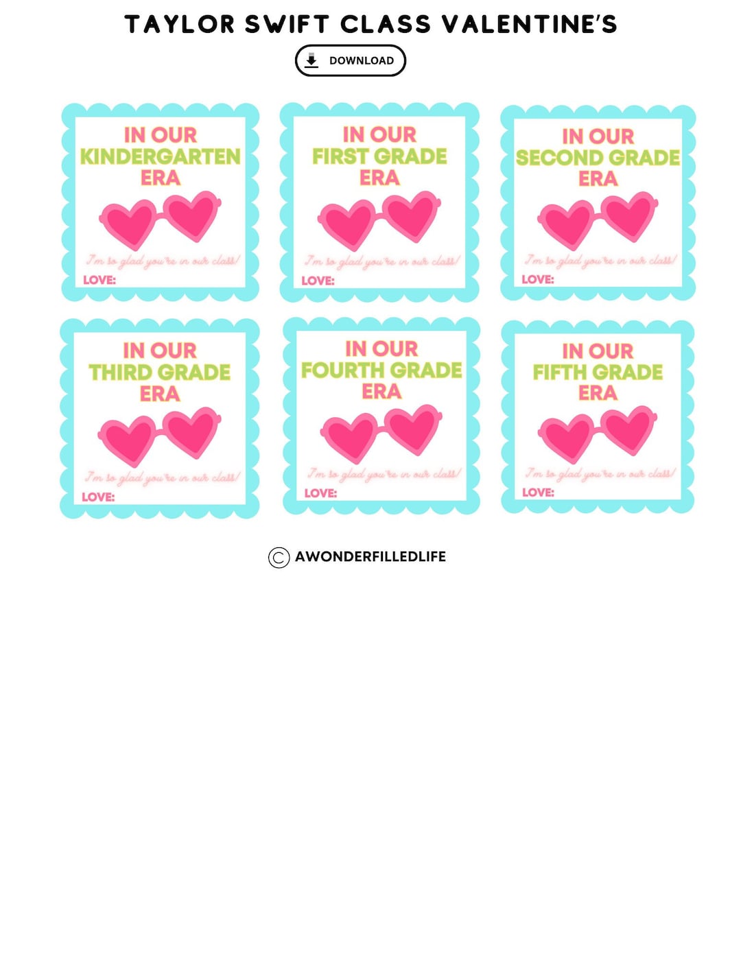 Taylor Swift Class Valentine Card School Valentines Swift Valentine ...