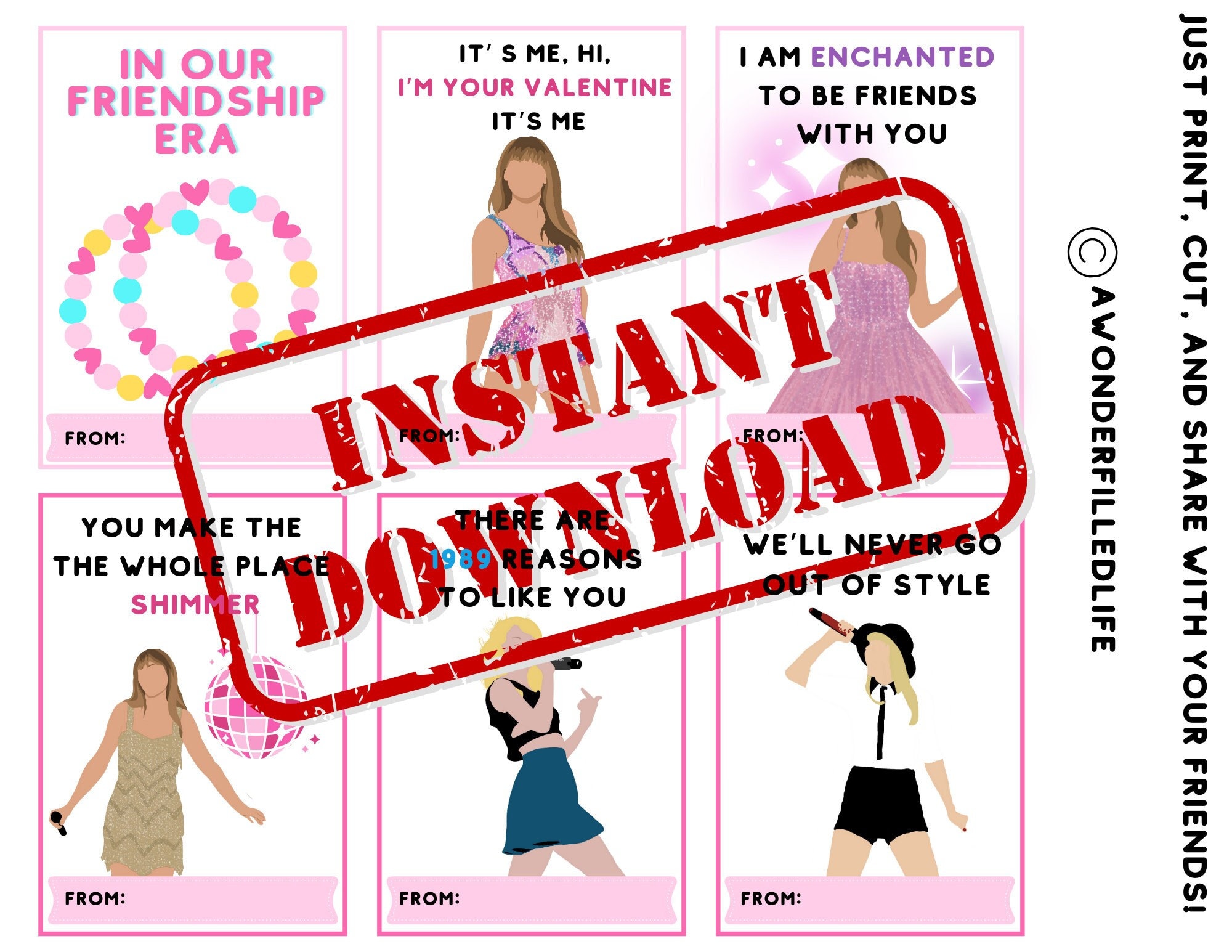 Taylor Swift Valentines Day Cards - Eras Tour Valentine - Swiftie ...