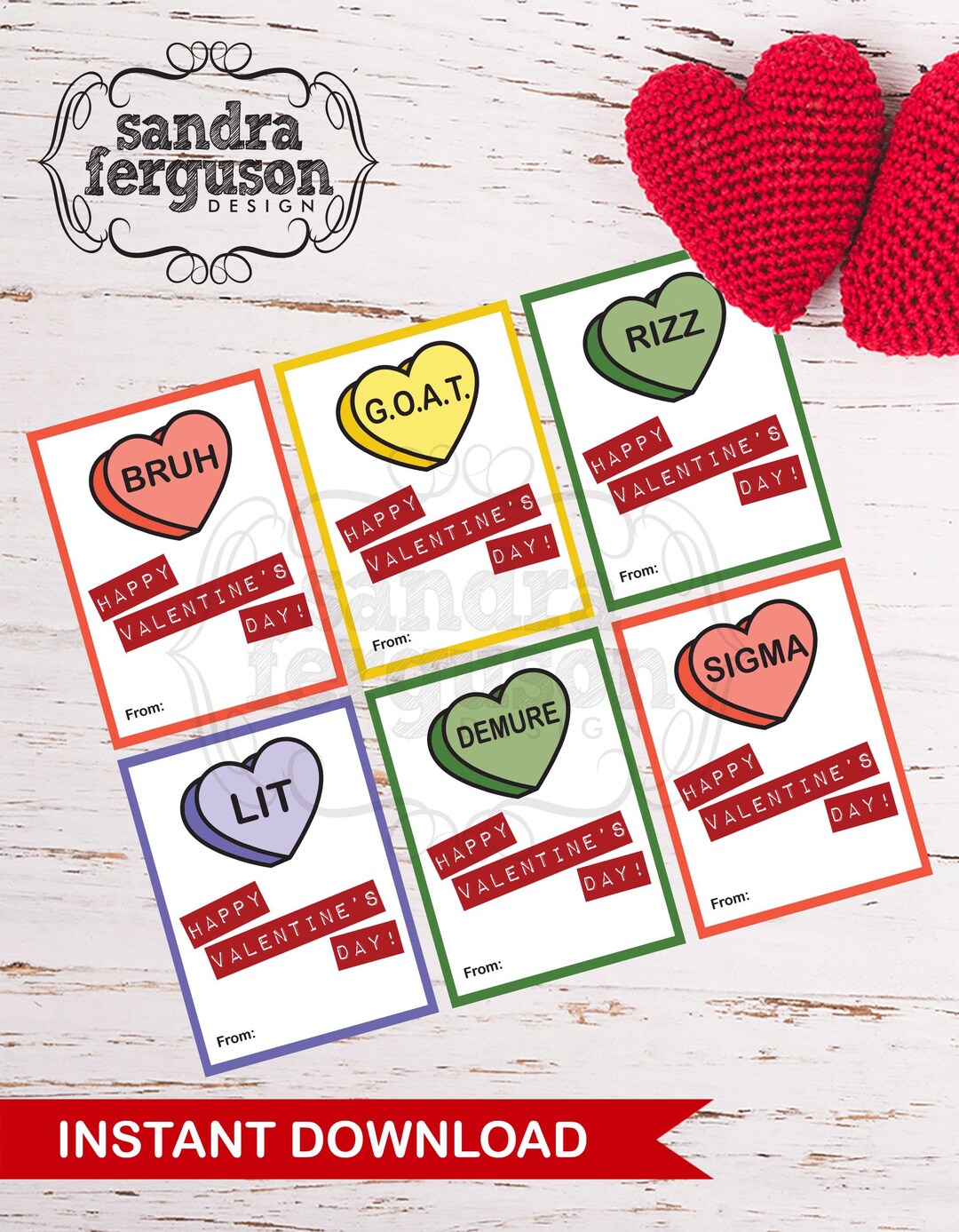 Gen Alpha Slang Candy Hearts Valentines Day Cards for School, Printable ...