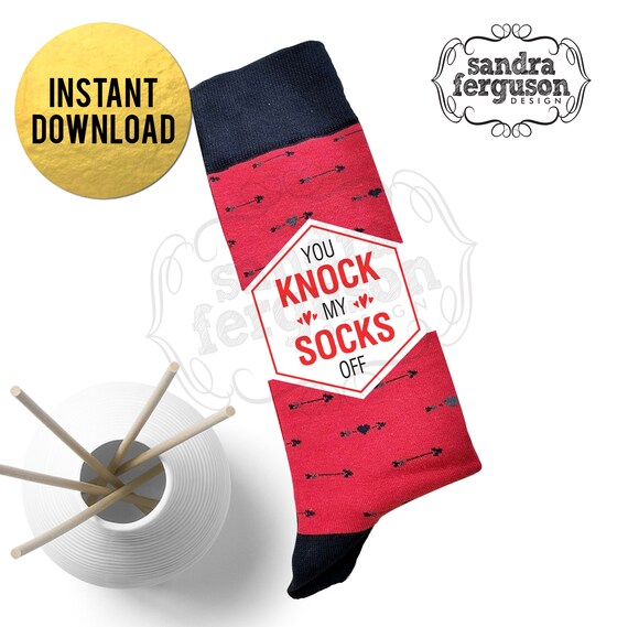 You Knock My Socks off Sock Label diamond Cut Valentine | Etsy