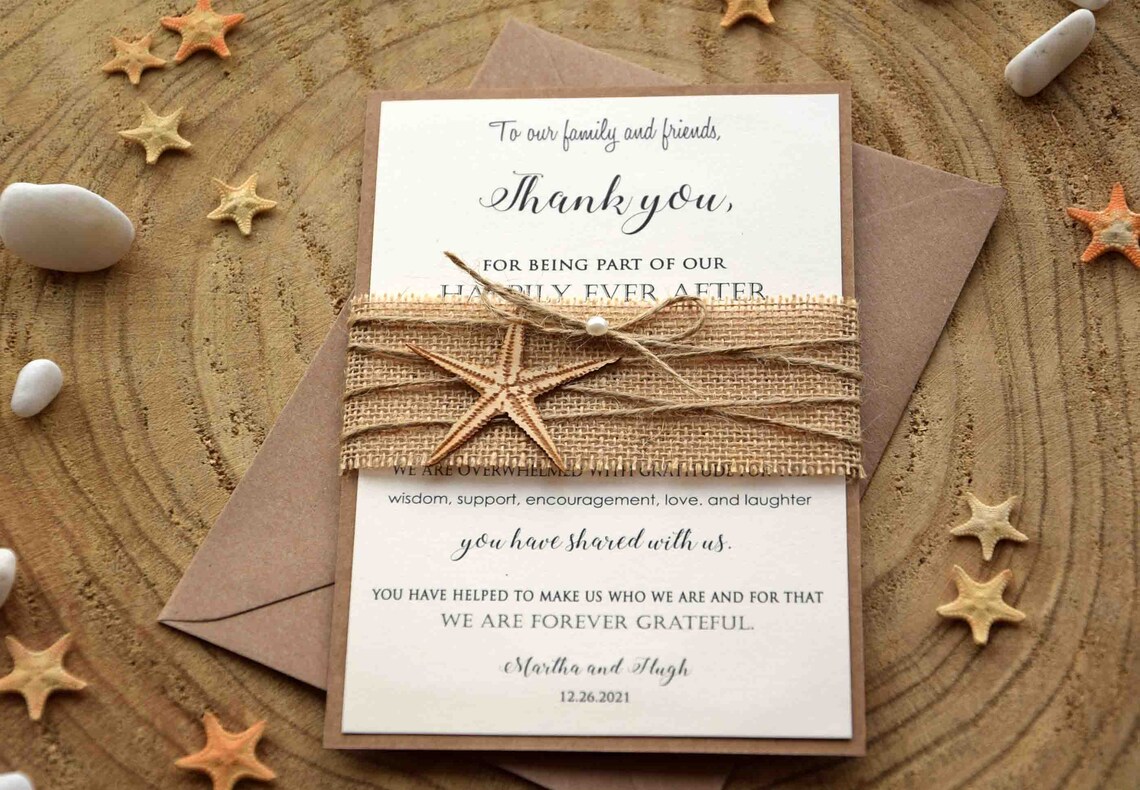 Beach Wedding Thank You Cards Wedding Thank You Notes Unique - Etsy