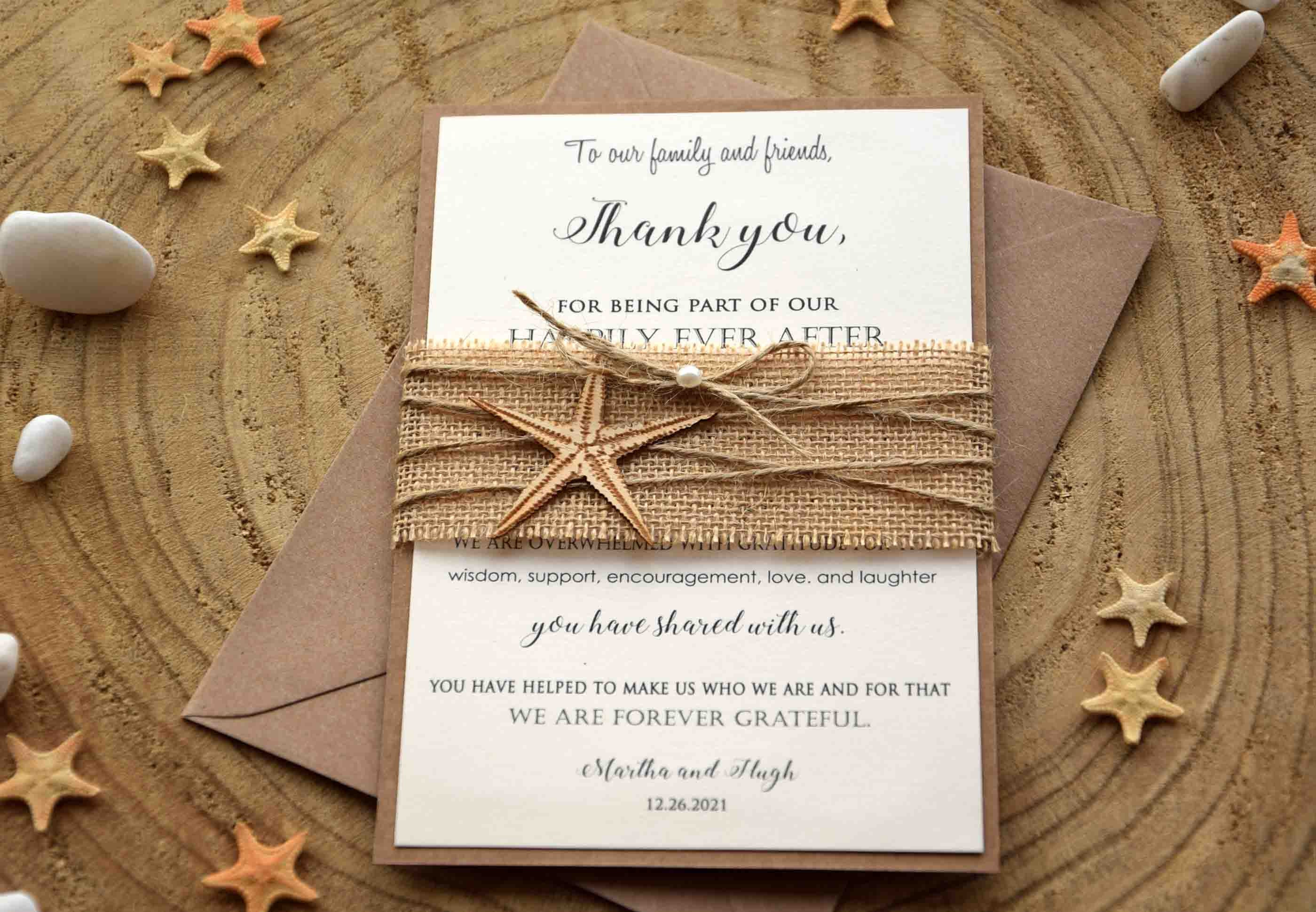 Beach Wedding Thank You Cards Wedding Thank You Notes Unique | Etsy