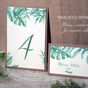 Botanical Wedding Table Numbers, Leafs Table Numbers, Botanical Leafs ...