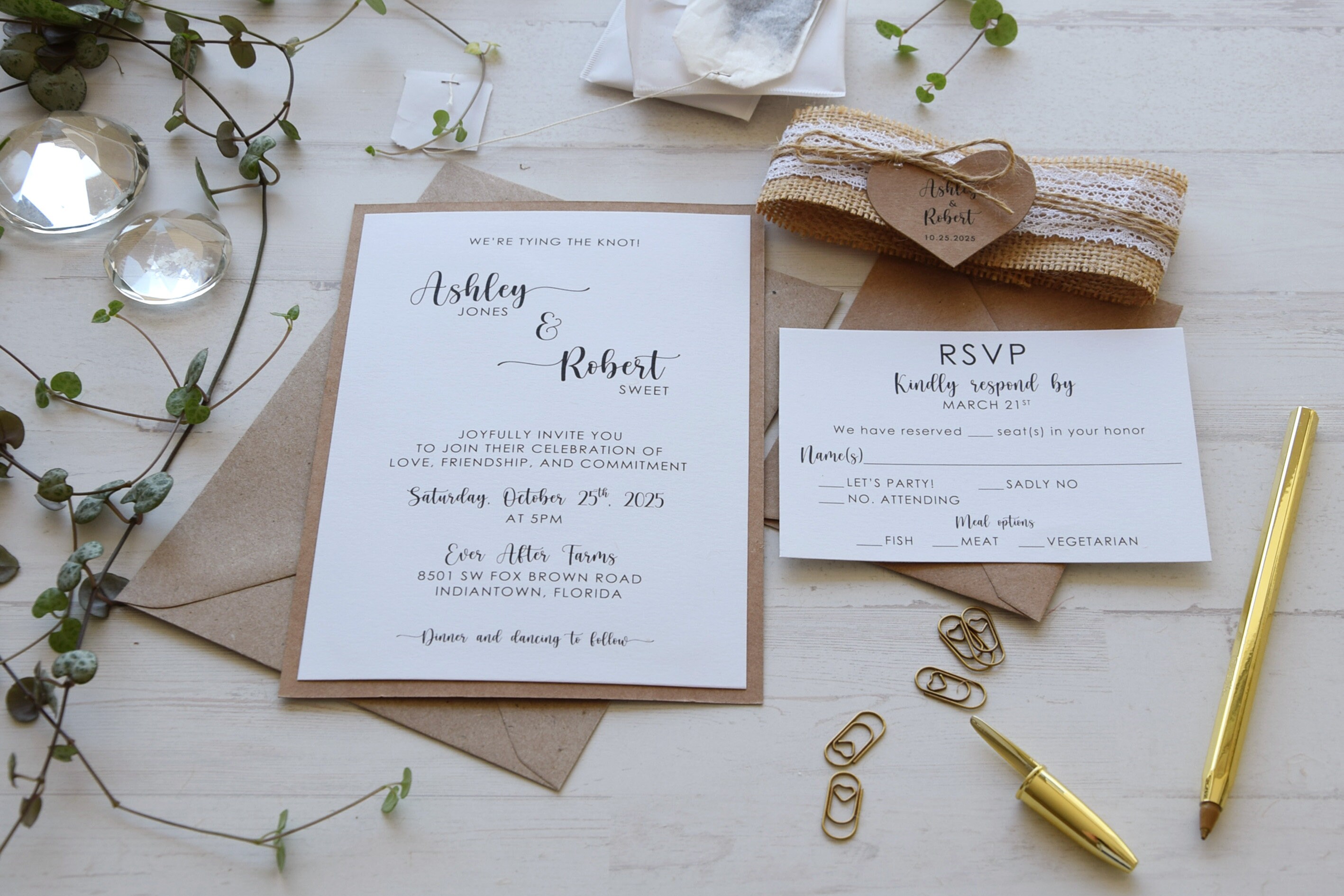 Rustic Lace Wedding Invite, Simple Wedding Invitation, Custom Lace ...