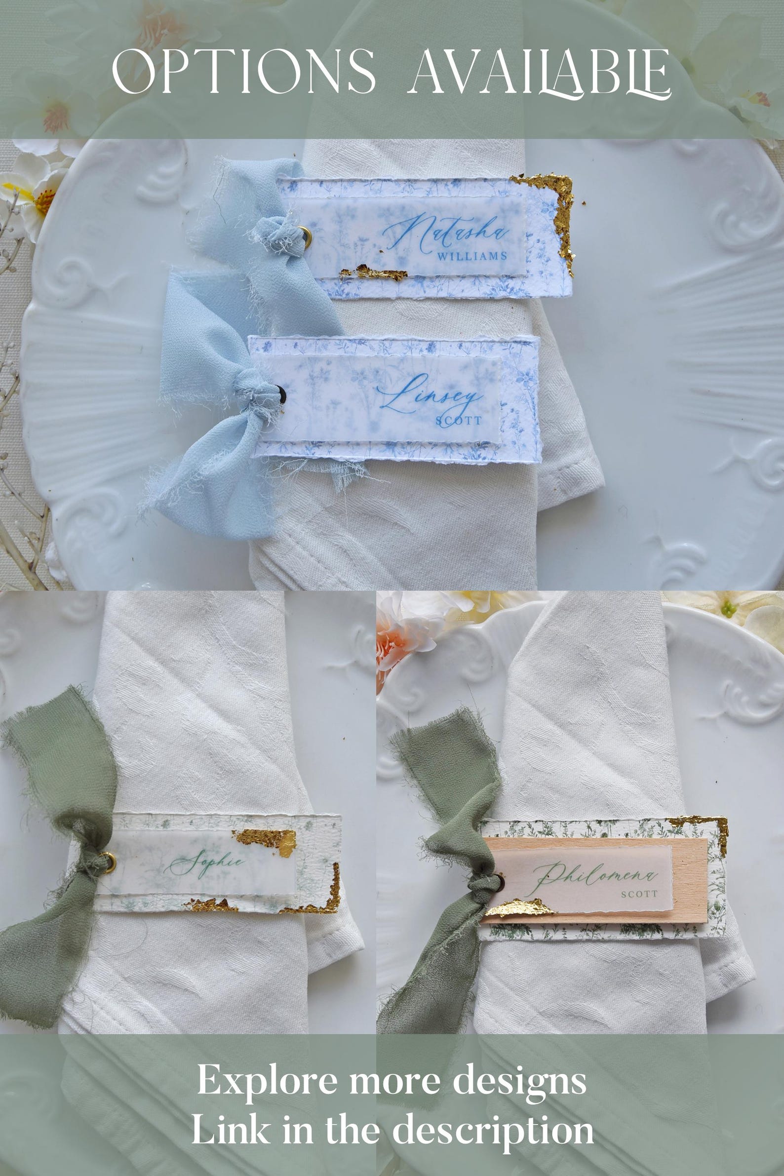 Everbloom Place Card, Wax Seal Edition - Unique Place Card With Deckled ...