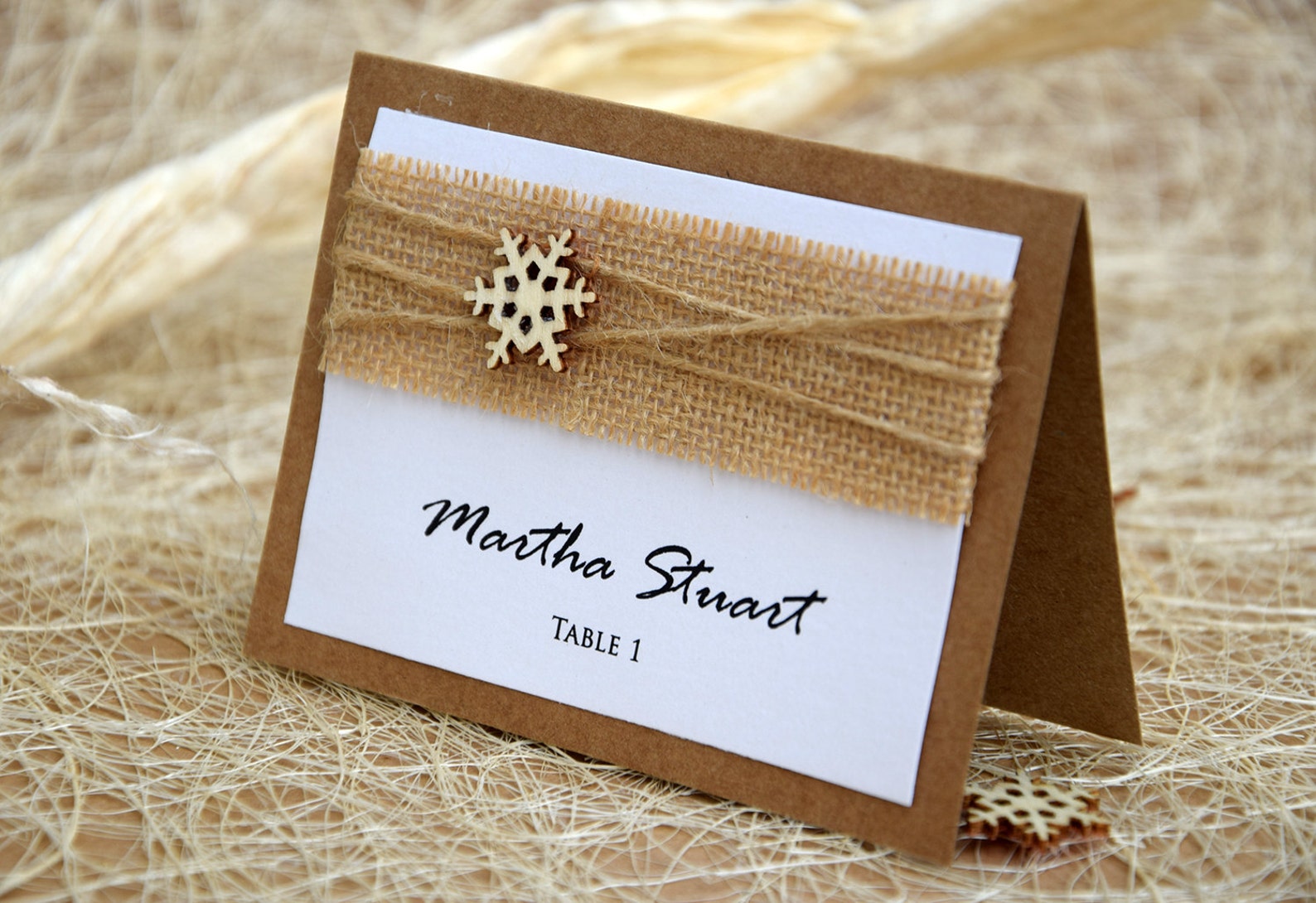 Winter Place Cards Rustic Place Cards Burlap Wedding Winter | Etsy