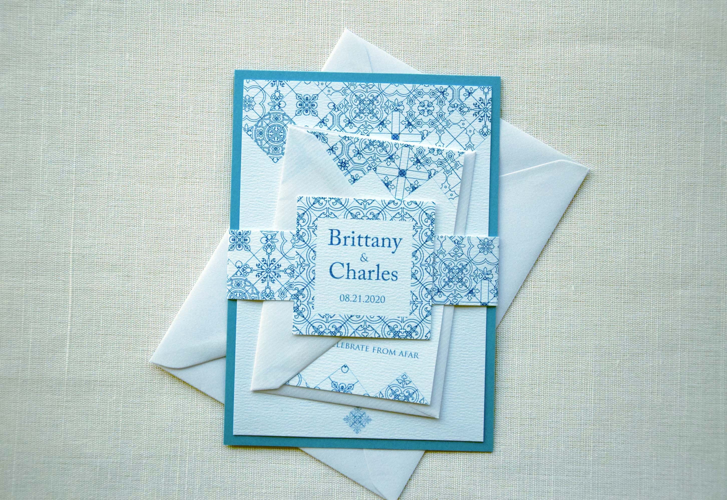 Turquoise Tile Wedding Invitation Portuguese Tile Wedding - Etsy