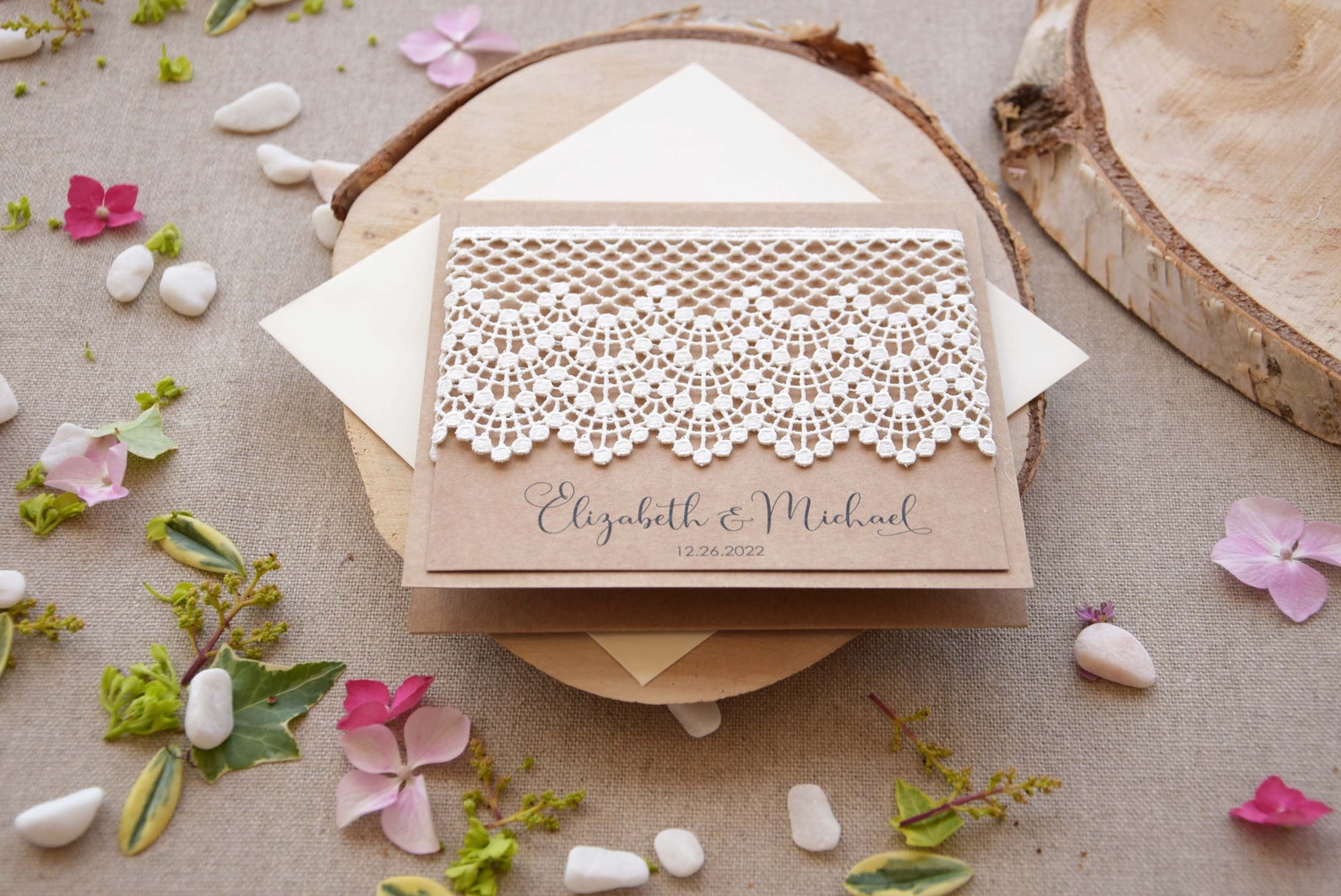 Rustic Wedding Invitations Lace Marriage Invitations Pocket - Etsy