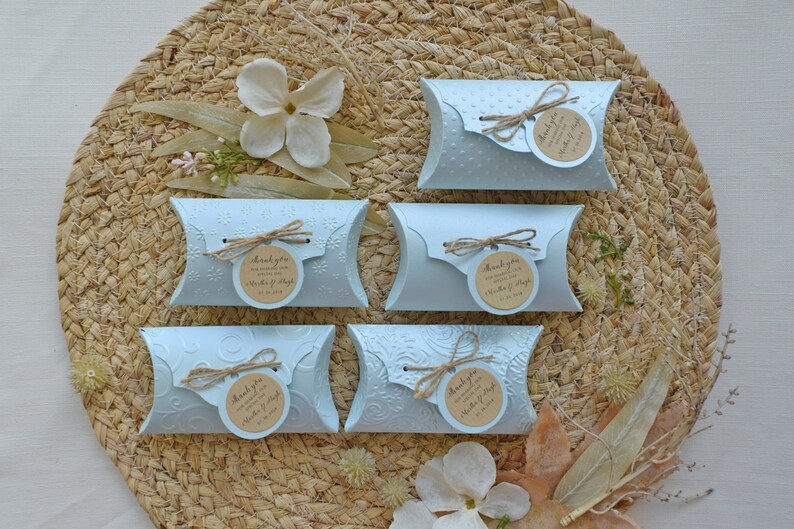Pack of 10 Blue Favor Boxes, Baby Shower Favor Boxes, Embossed Party ...