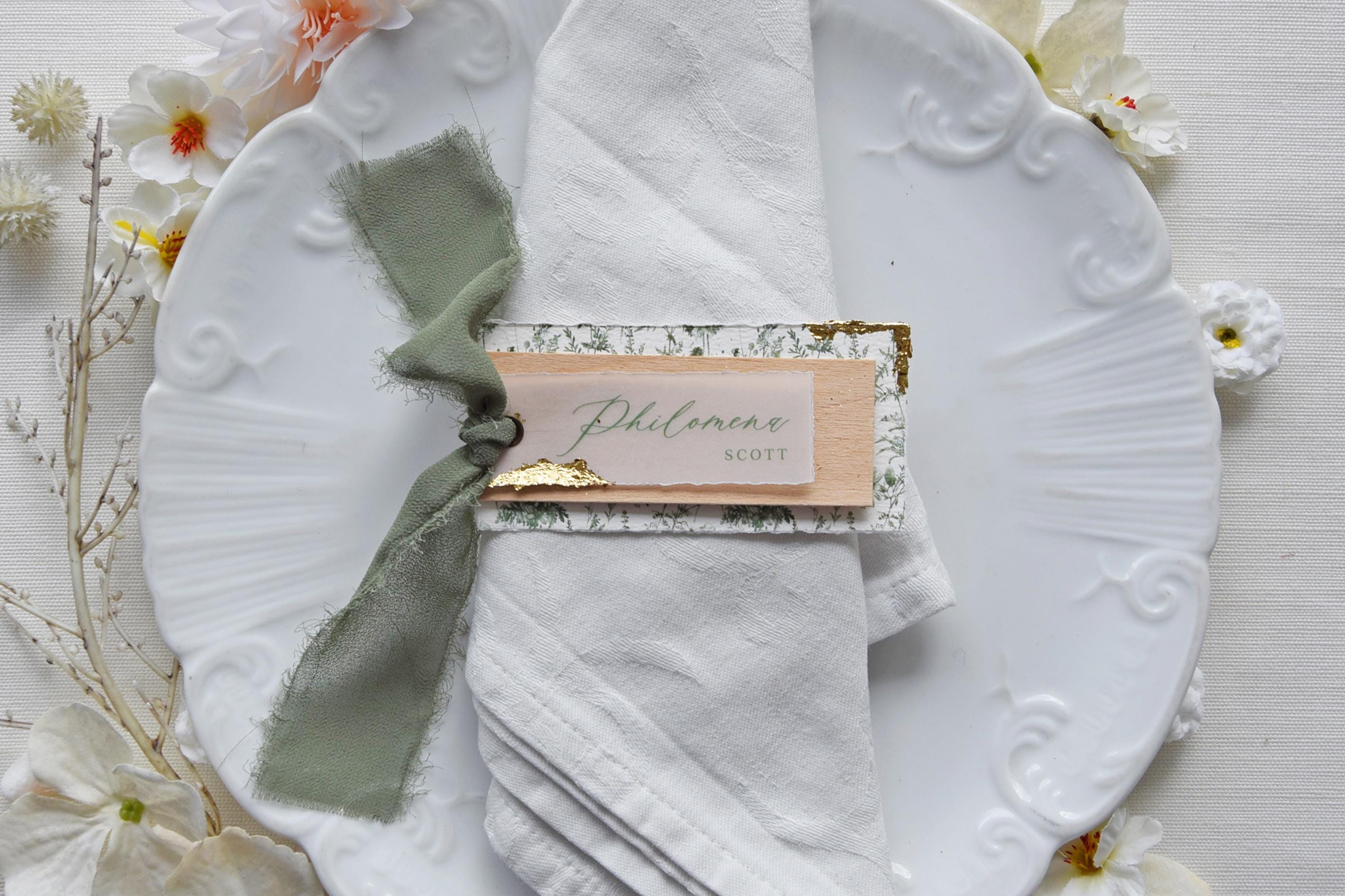 Olive Grove Place Card, Wood Edition- Unique Place Card With Deckled ...