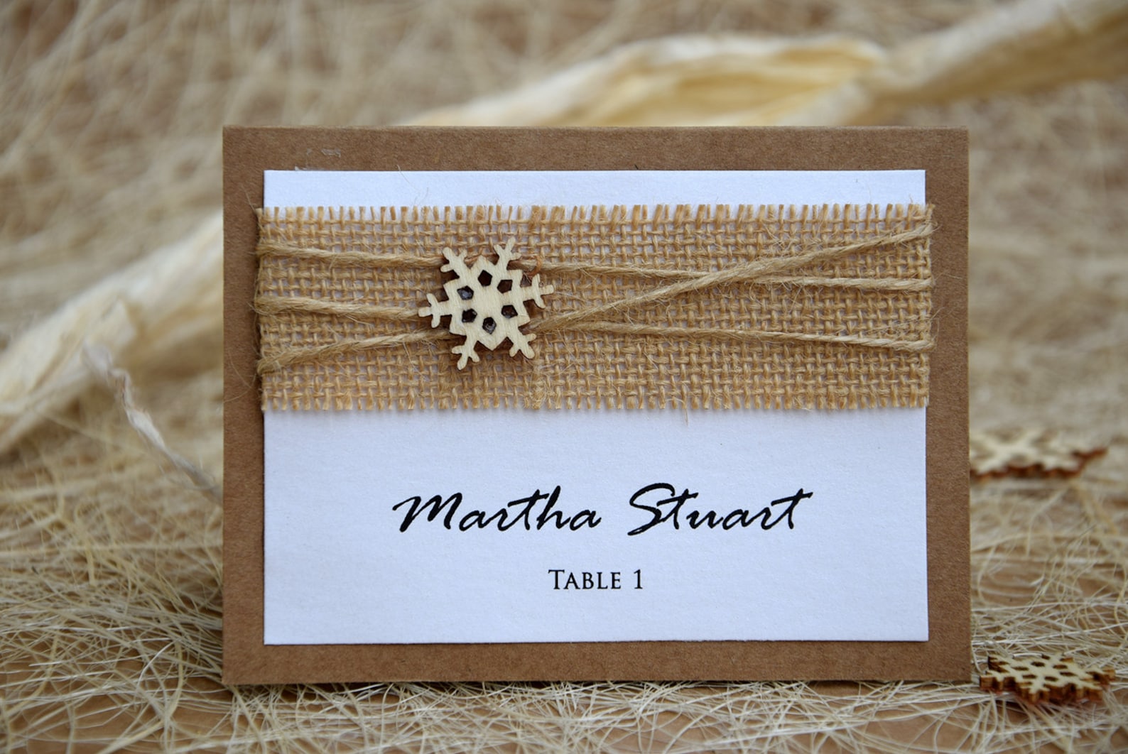 Winter Place Cards Rustic Place Cards Burlap Wedding Winter | Etsy