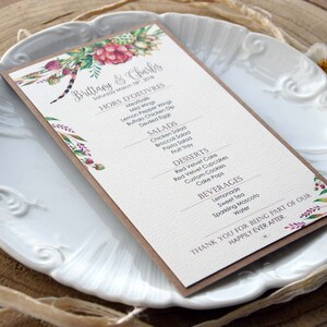 Green Watercolor Wedding Dinner Menu, Pink Dinner Menu, Floral Party ...