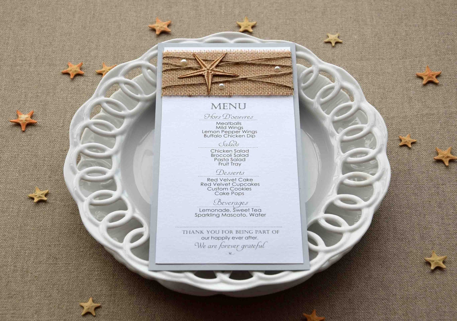 Beach Wedding Menu, Wedding Dinner Menu, Bridal Shower Menu, Rustic ...