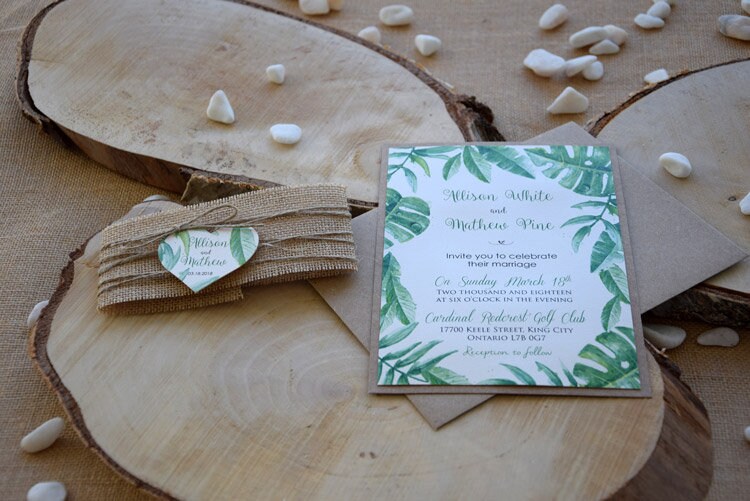 Rustic Green Wedding Invitations Tropical Greenery Leaves | Etsy