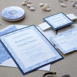 Blue Tile Wedding Invitation, Portuguese Tile Wedding Invite ...