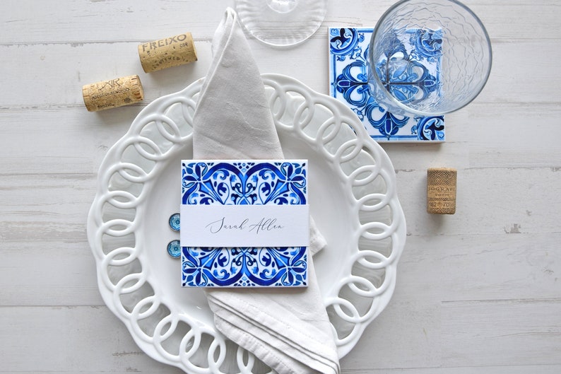 Set of 2 Portuguese Tiles With Guest's Name, Coimbra Collection ...