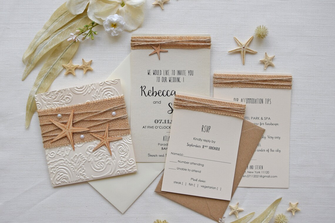 Personalized Beach Wedding Invitation Suite, Destination Wedding ...