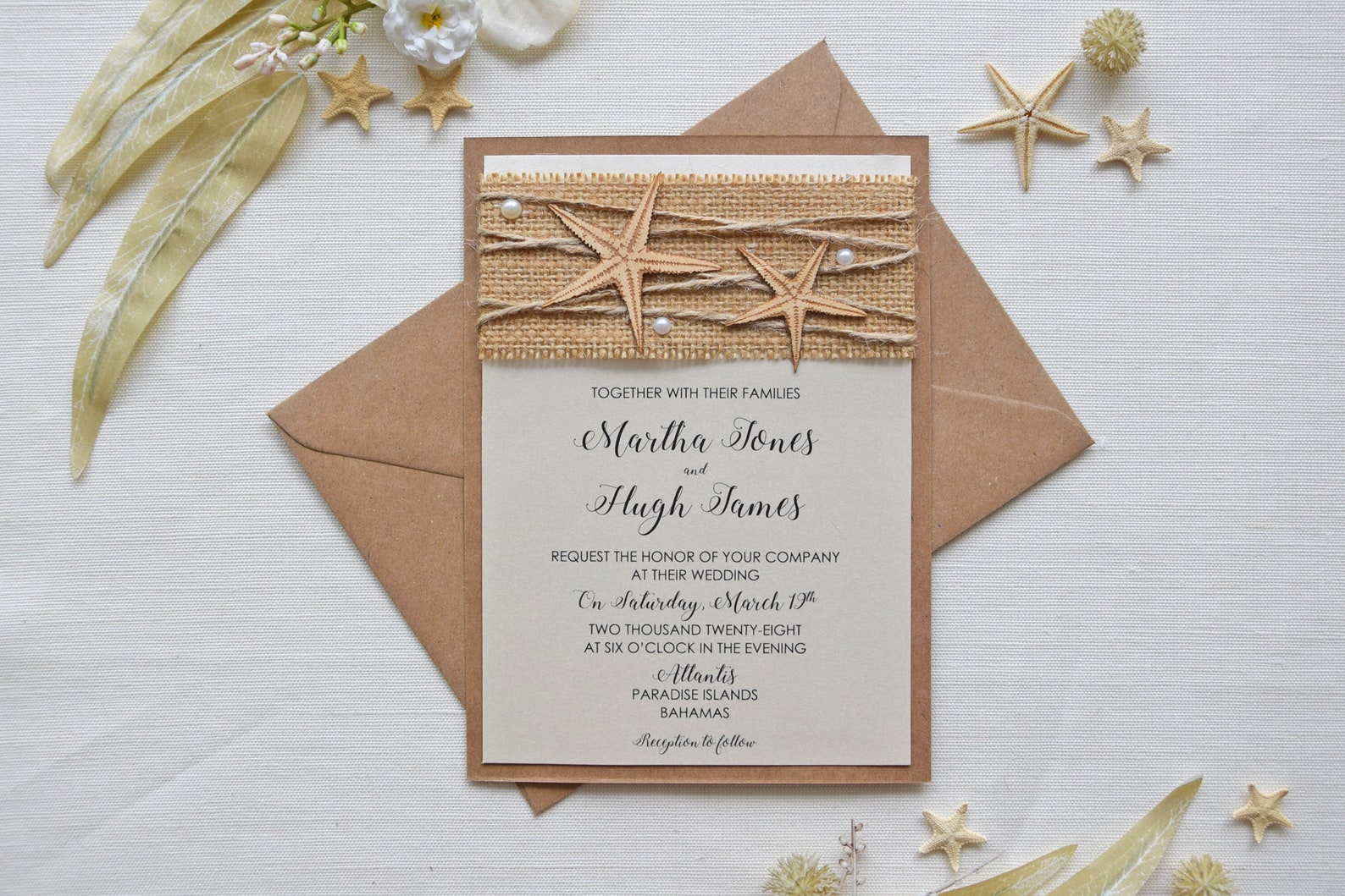 Rustic Beach Wedding Invitations, Beach Themed Wedding Invitations ...