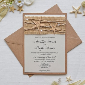 Rustic Beach Wedding Invitations, Beach Themed Wedding Invitations ...