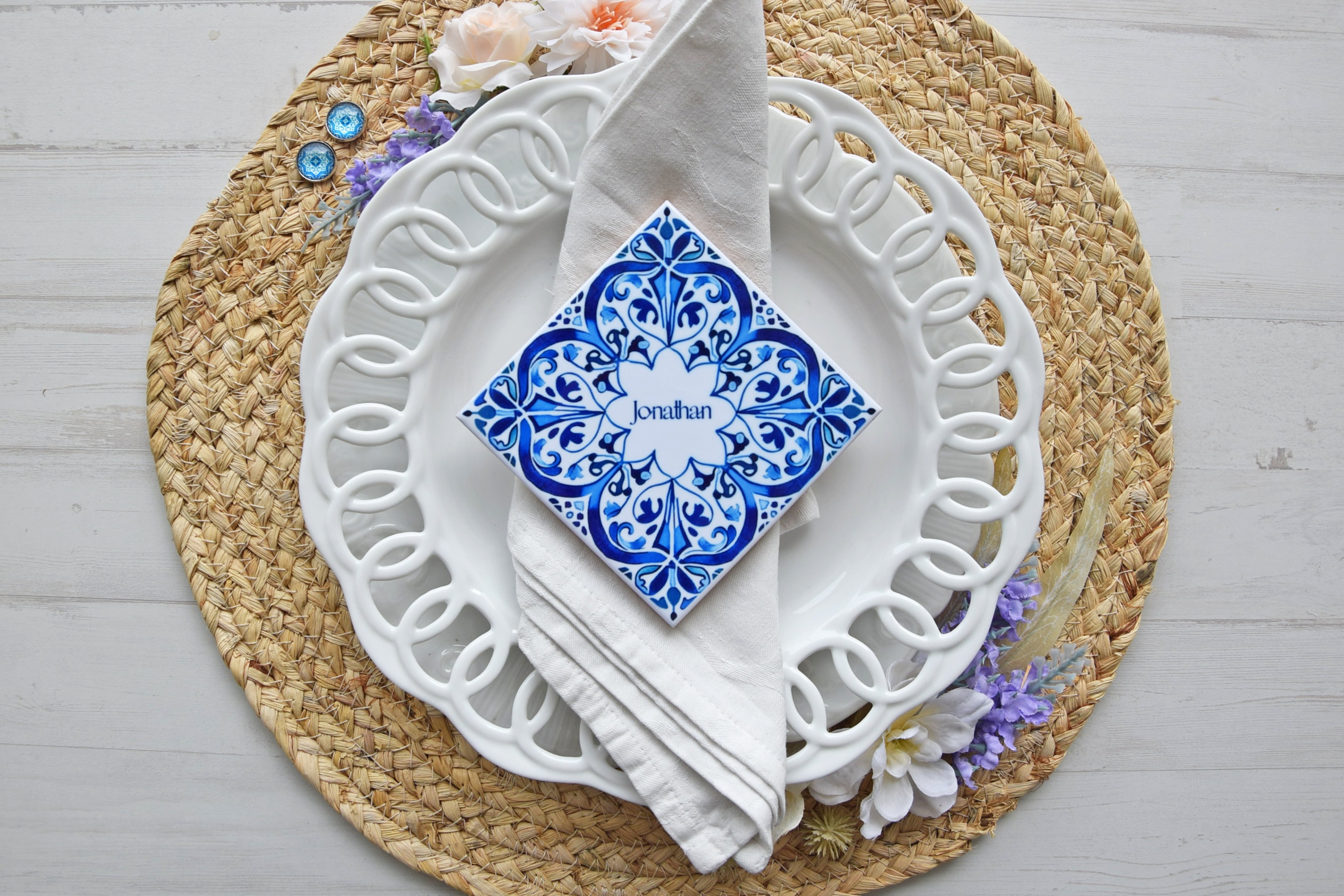Set of 2 Portuguese Tiles With Guest's Name, Lisbon Collection ...