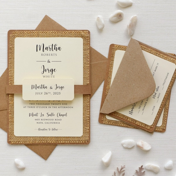 Burlap Wedding Invitations - Etsy