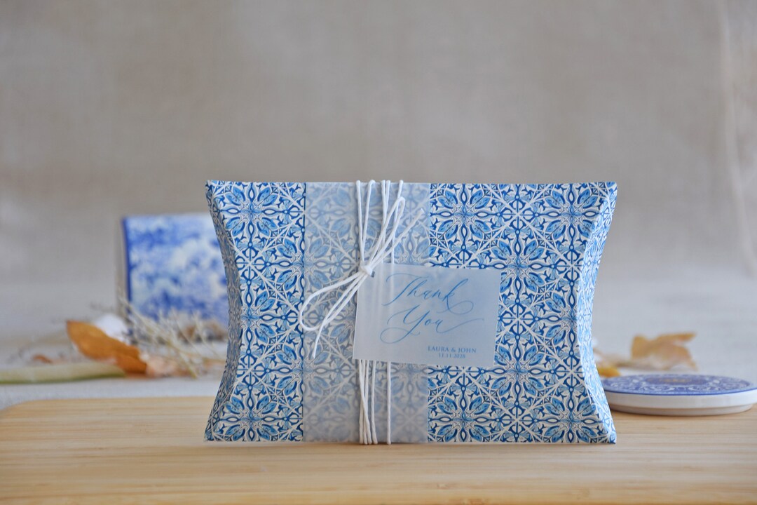 Pack of 10 Portuguese Tile Large Favor Boxes, Blue Favor Boxes, Party ...