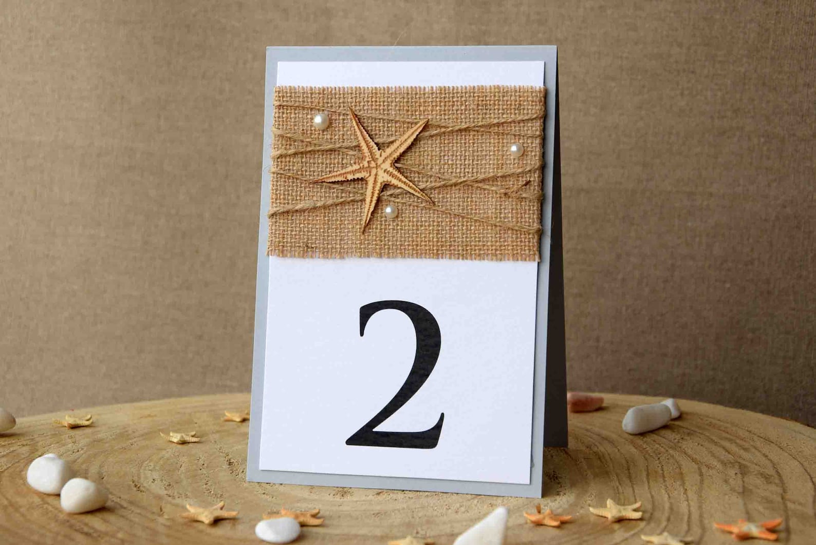Beach Table Number Burlap Wedding Table Number Escort Cards | Etsy