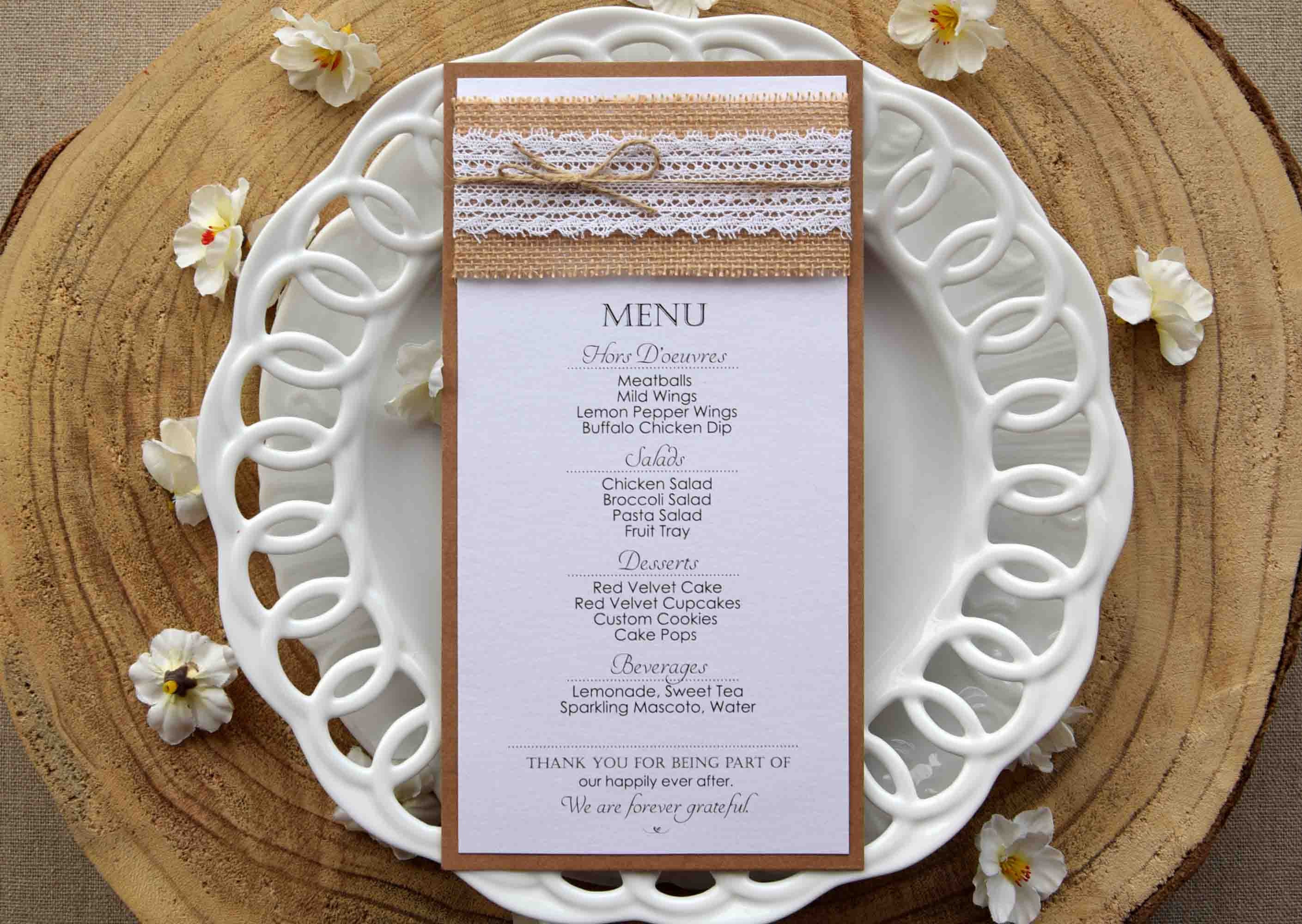 Rustic Wedding Dinner Menu Wedding Dinner Menu Wedding Menu | Etsy
