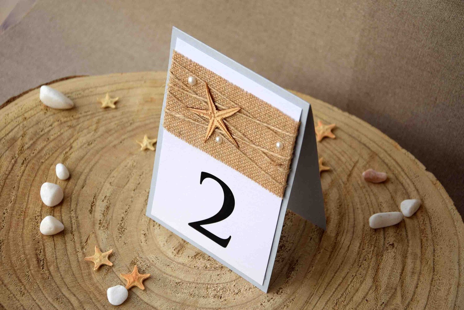 Beach Table Number Burlap Wedding Table Number Escort Cards | Etsy