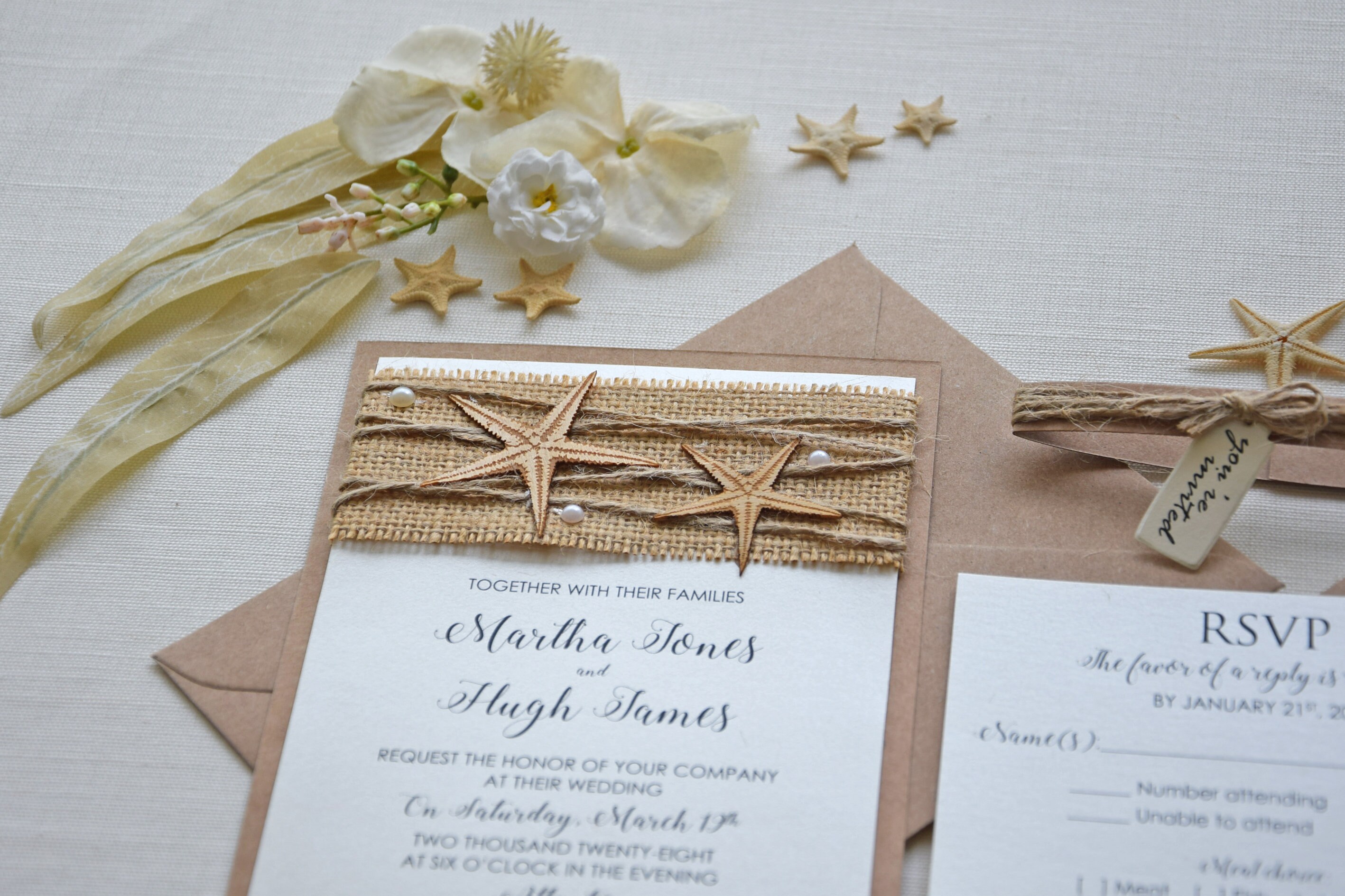 Rustic Beach Wedding Invitations, Beach Themed Wedding Invitations ...