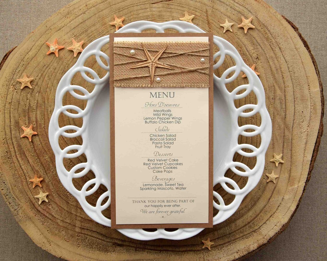 Beach Wedding Menu Wedding Dinner Menu Bridal Shower Menu | Etsy