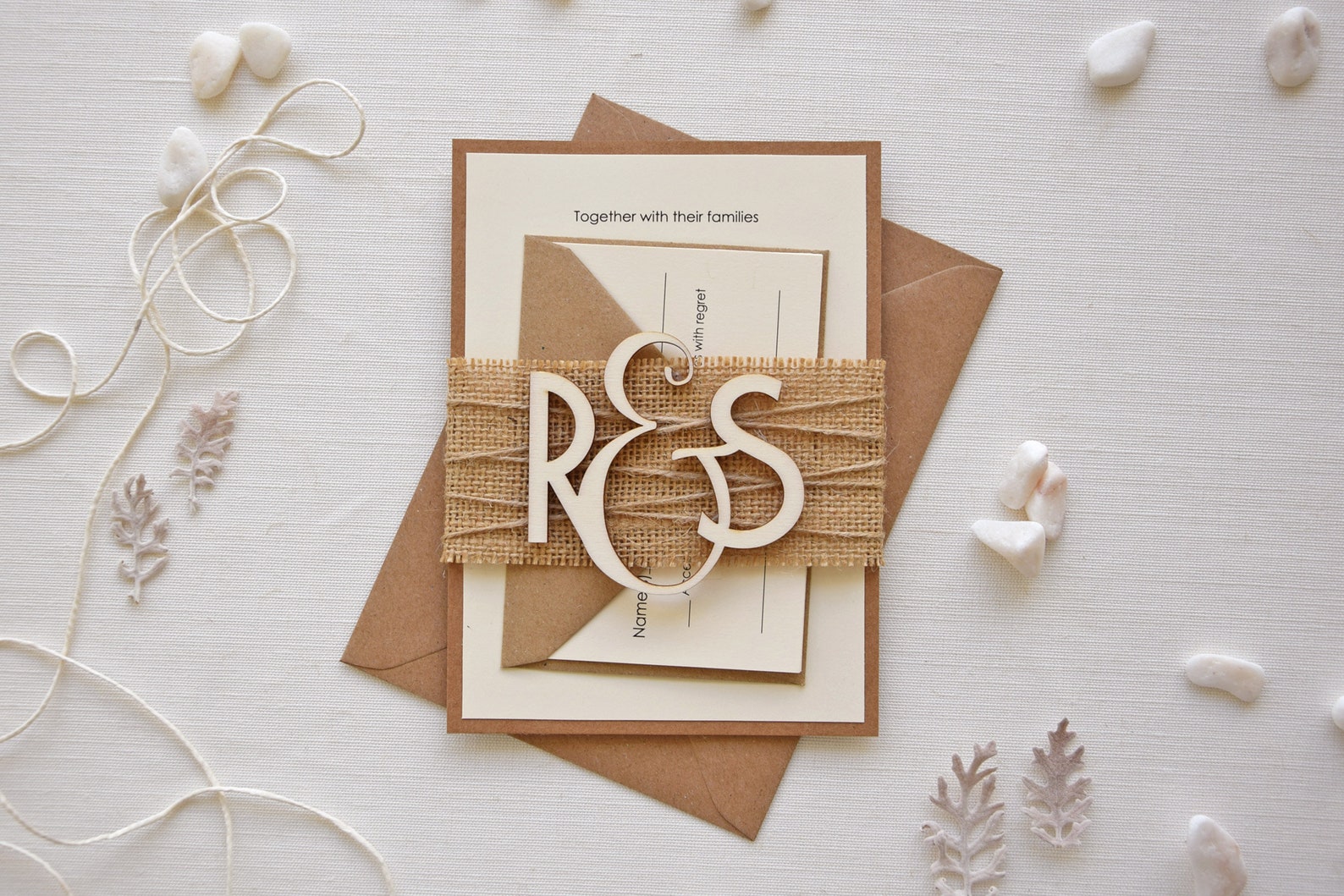 Wood Monogrammed Wedding Invitations, Semi Custom Wedding Invitations ...