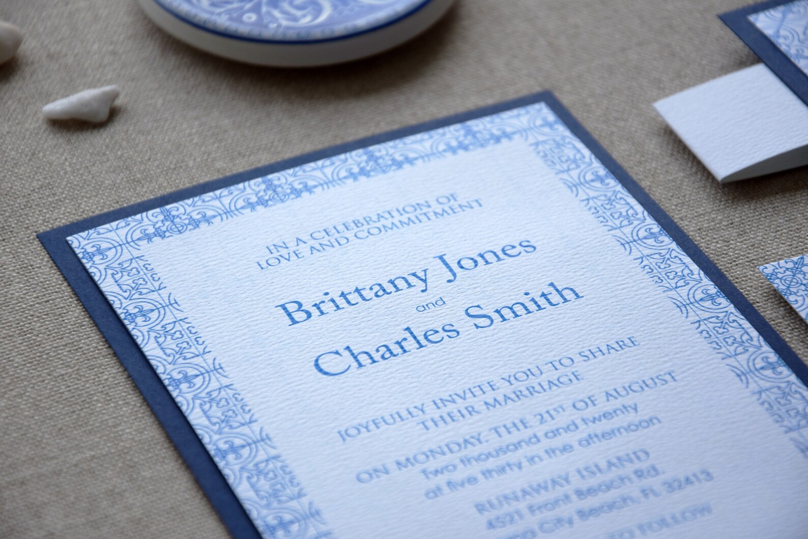 Blue Tile Wedding Invitation Portuguese Tile Wedding Invite | Etsy