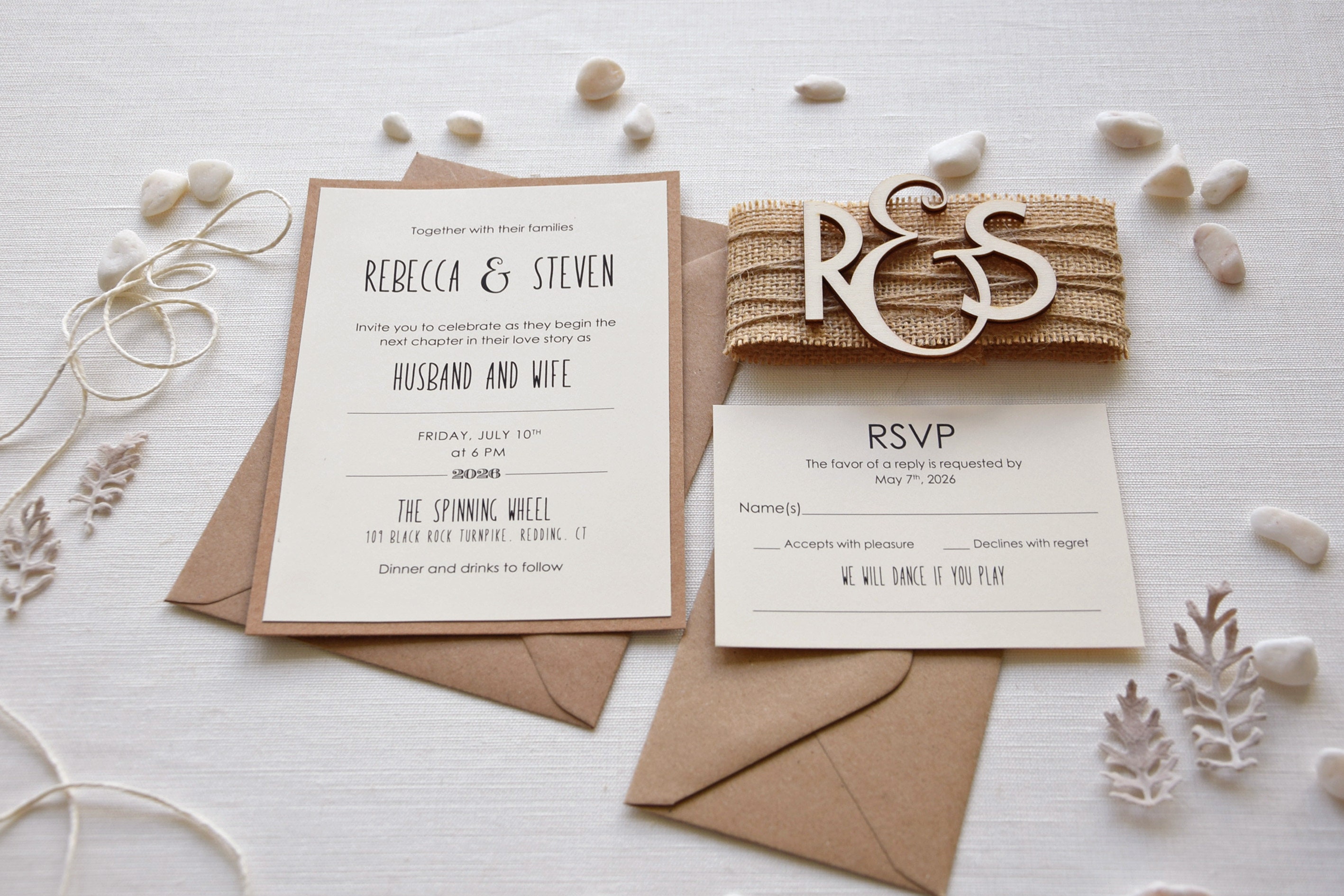 Wood Monogrammed Wedding Invitations, Semi Custom Wedding Invitations ...