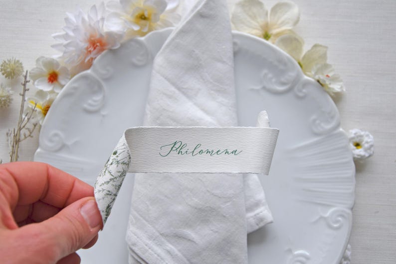 The Linen Verse Place Card, Scroll Edition, Minimalist Name Card With ...