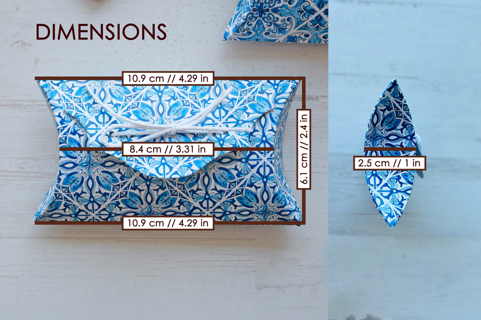 Pack of 10 Portuguese Tile Favor Boxes, Blue Favor Boxes, Party Tile ...