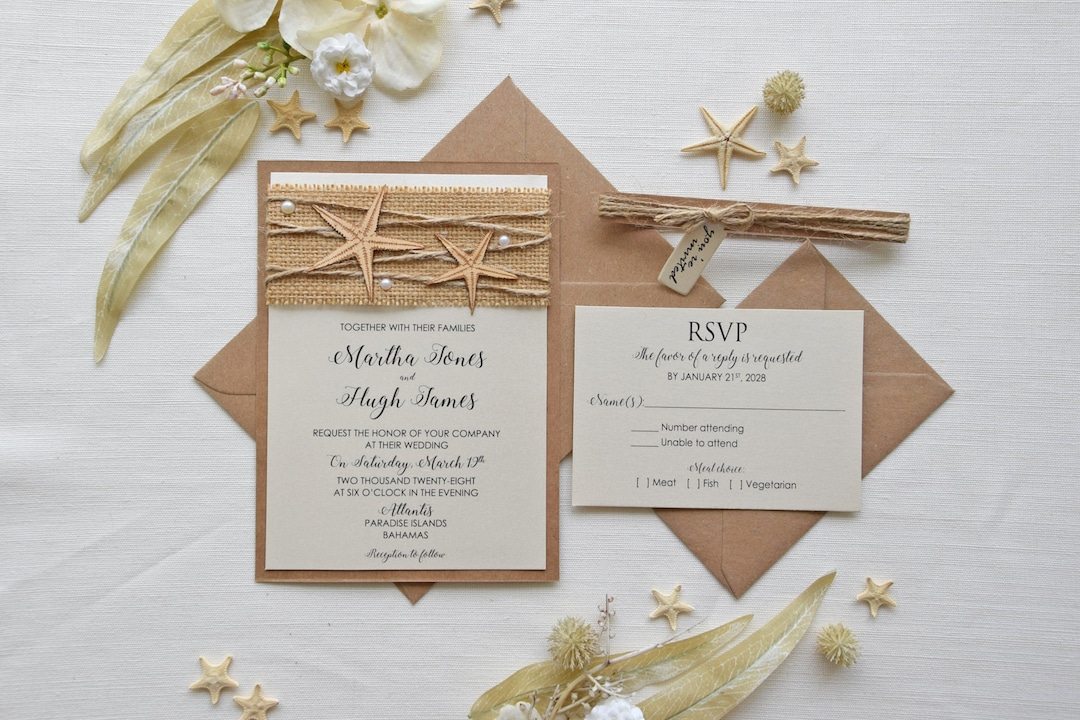 Rustic Beach Wedding Invitations, Beach Themed Wedding Invitations ...