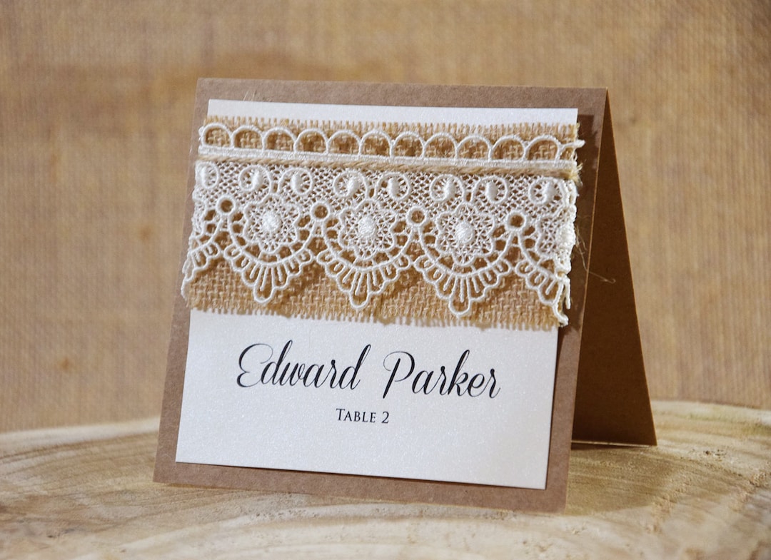 Rustic Place Cards, Lace Place Cards, Escort Cards, Wedding Place Cards ...