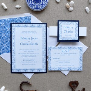 Blue Tile Wedding Invitation, Portuguese Tile Wedding Invite ...