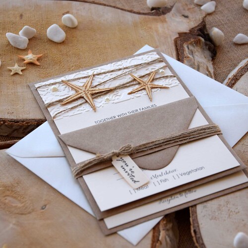 Rustic Beach Wedding Invitations Starfish Invitation - Etsy